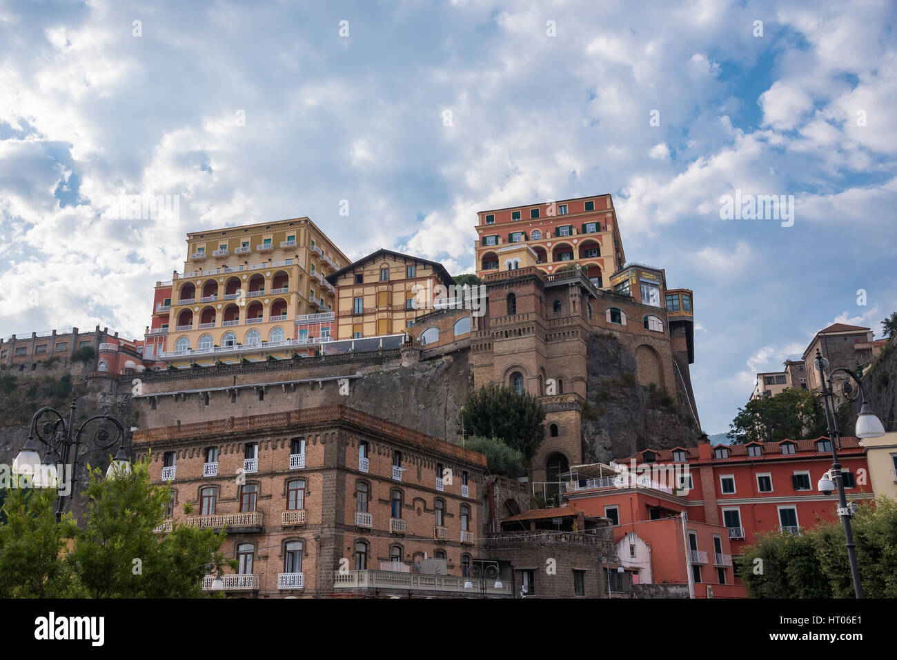 Colorful buildings in the port of Sorrento town in Italy Stock Photo ...