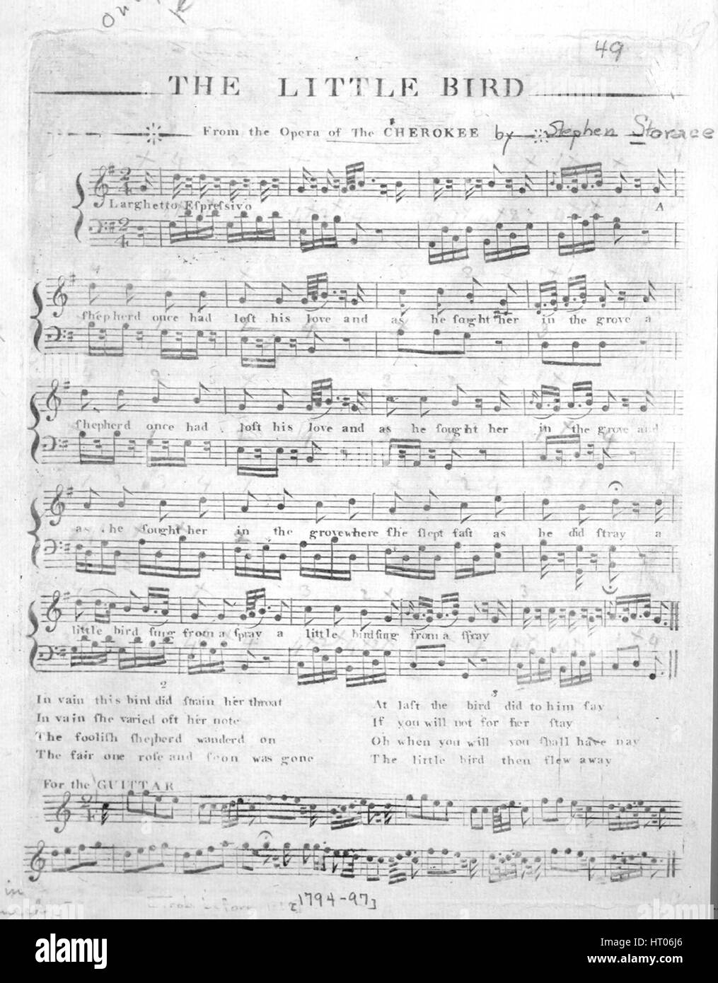 Sheet music cover image of the song 'The Little Bird From the Opera of ...