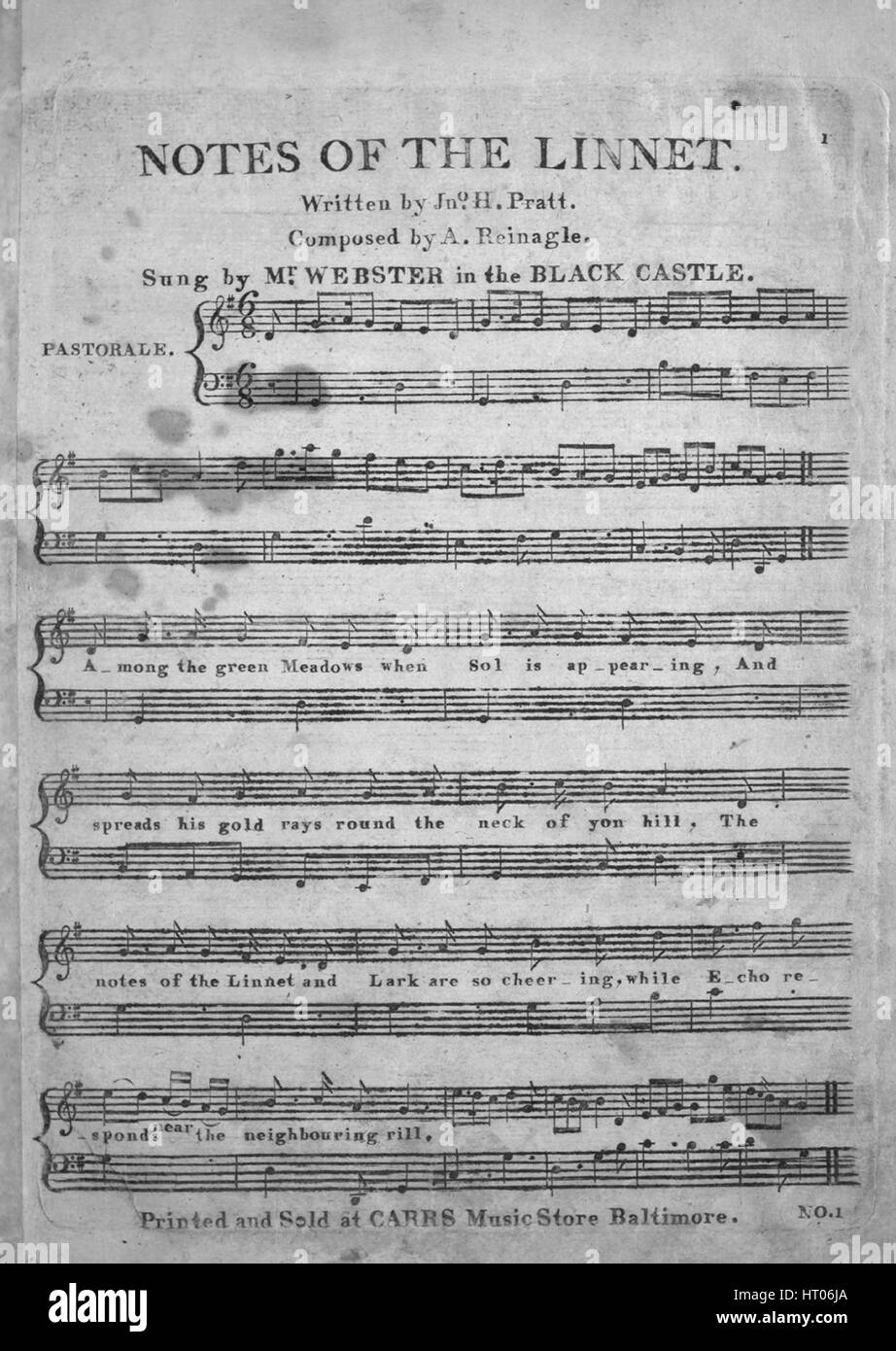 Sheet music cover image of the song 'Notes of the Linnet', with ...