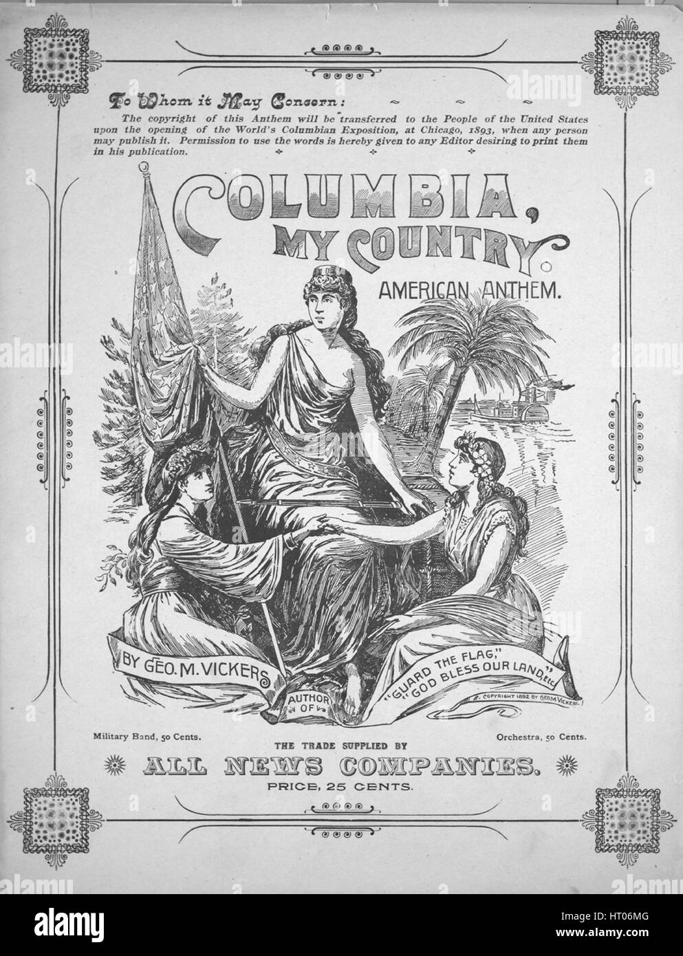 Sheet music cover image of the song 'Columbia, My Country American ...