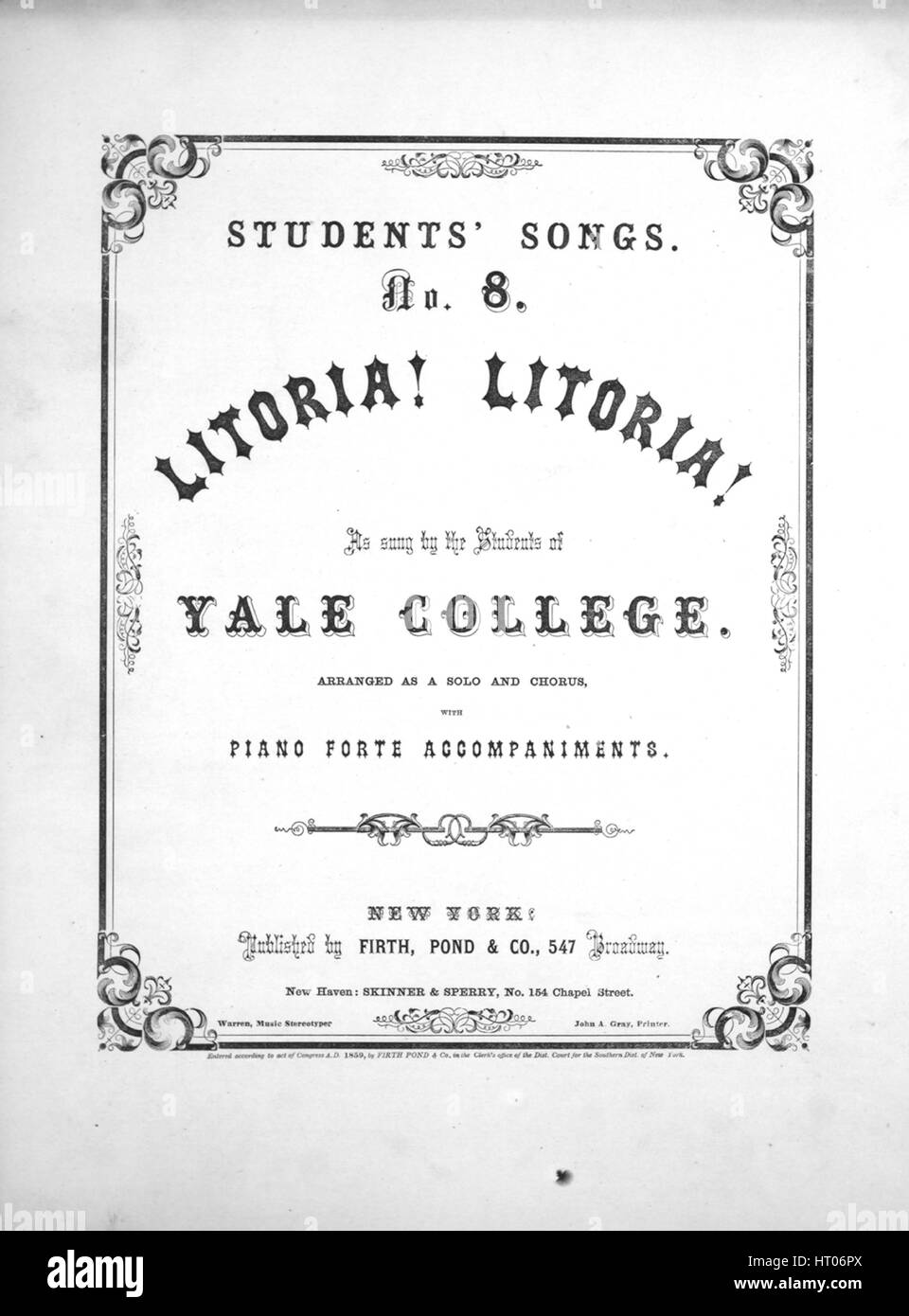 Yale college sheet music Black and White Stock Photos & Images - Alamy