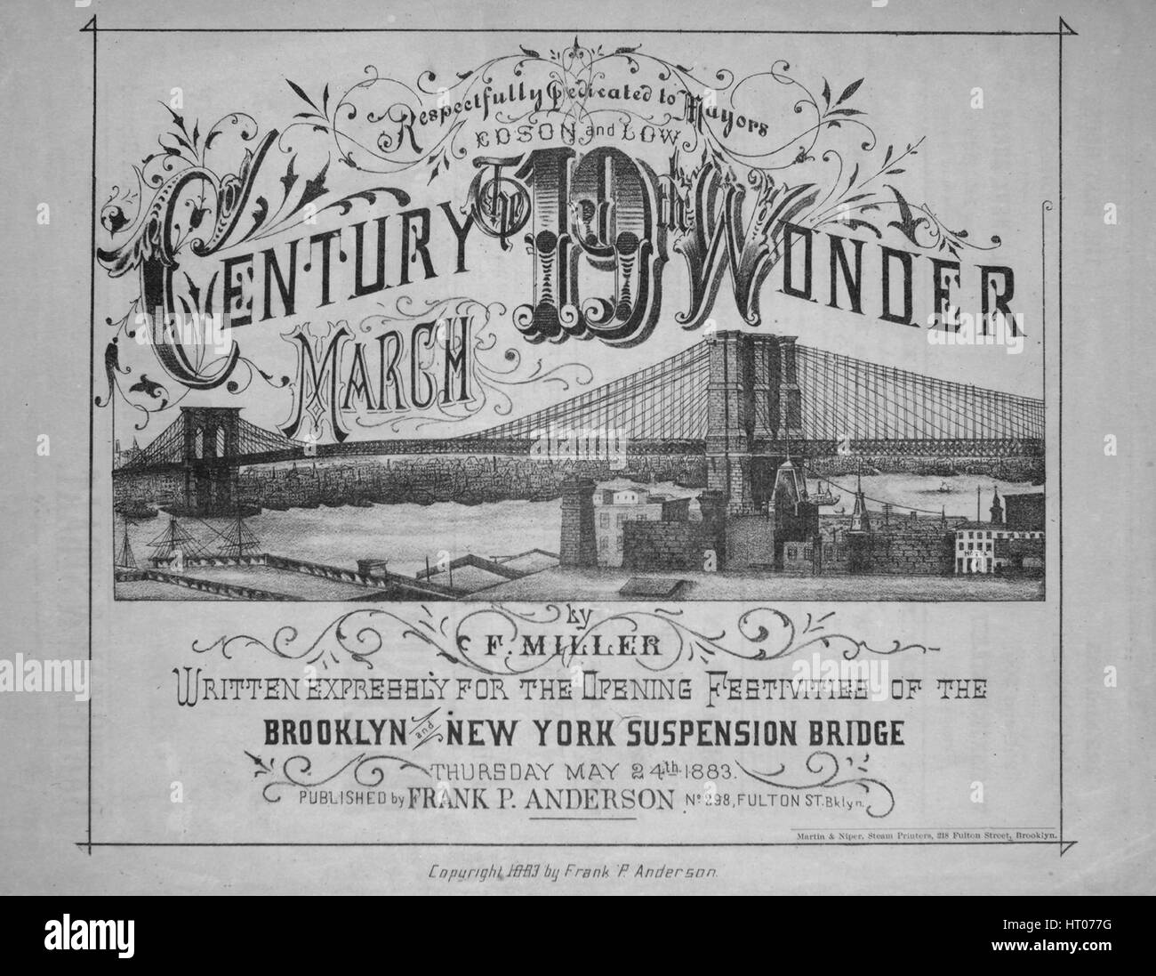 Sheet music cover image of the song 'Nineteenth Century Wonder March ...