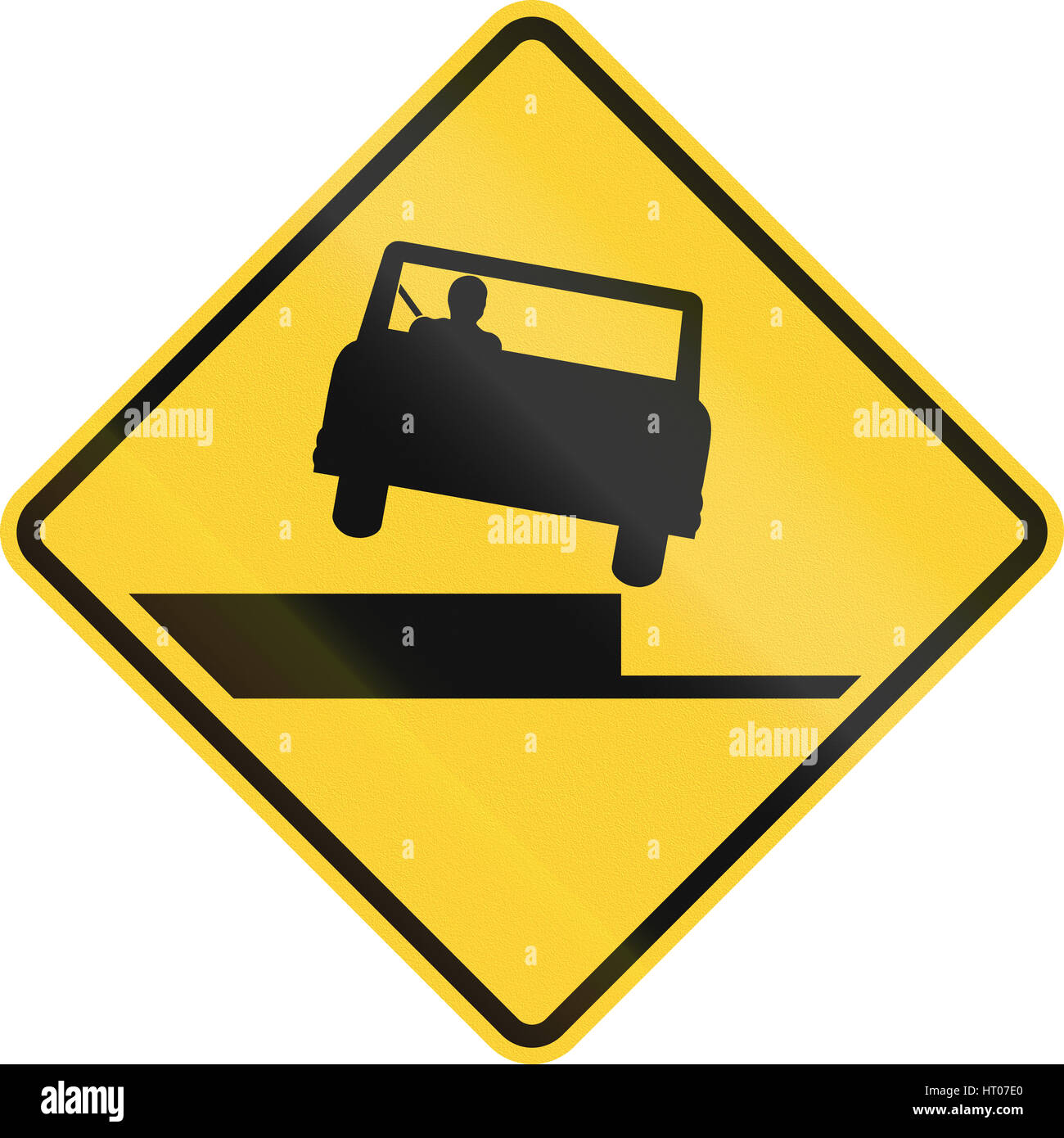 United States MUTCD road sign - Shoulder drop off Stock Photo - Alamy