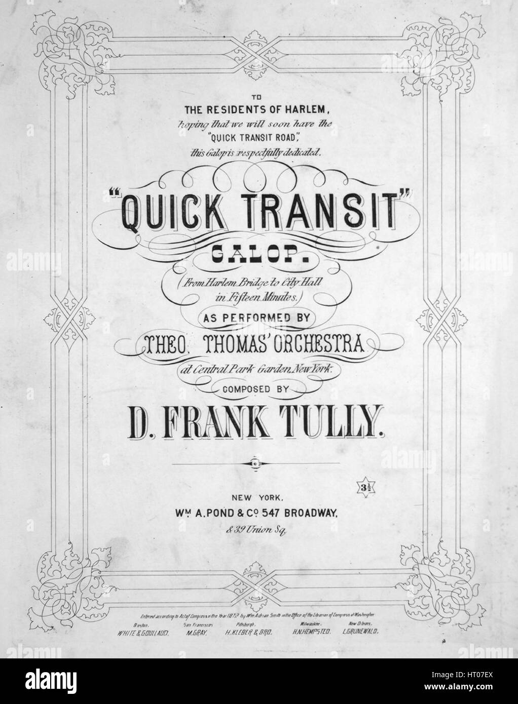 Sheet music cover image of the song 'Quick Transit Galop (From Harlem ...