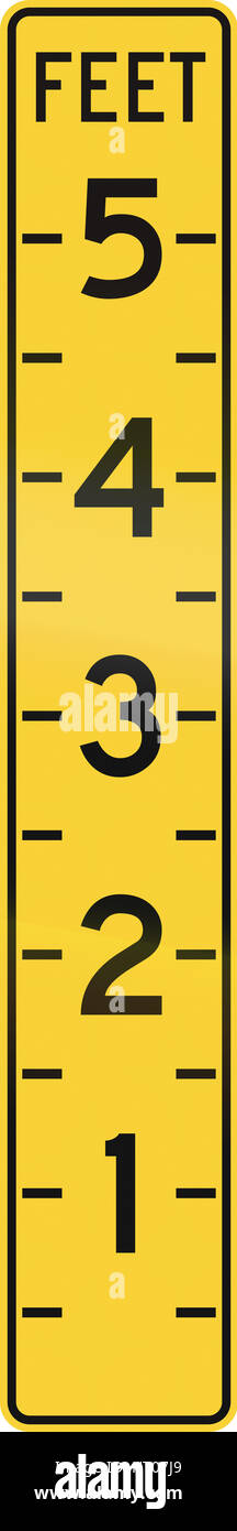 United States MUTCD warning road sign - Height scale in feet Stock ...