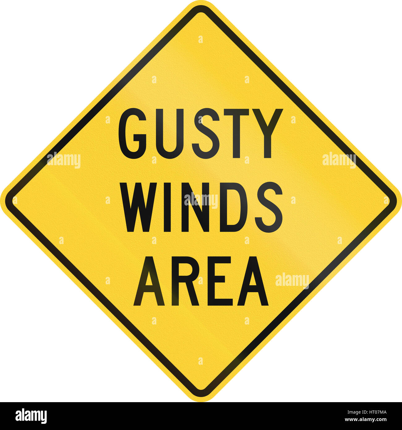 United States MUTCD-prescribed road sign - Gusty winds area Stock Photo ...