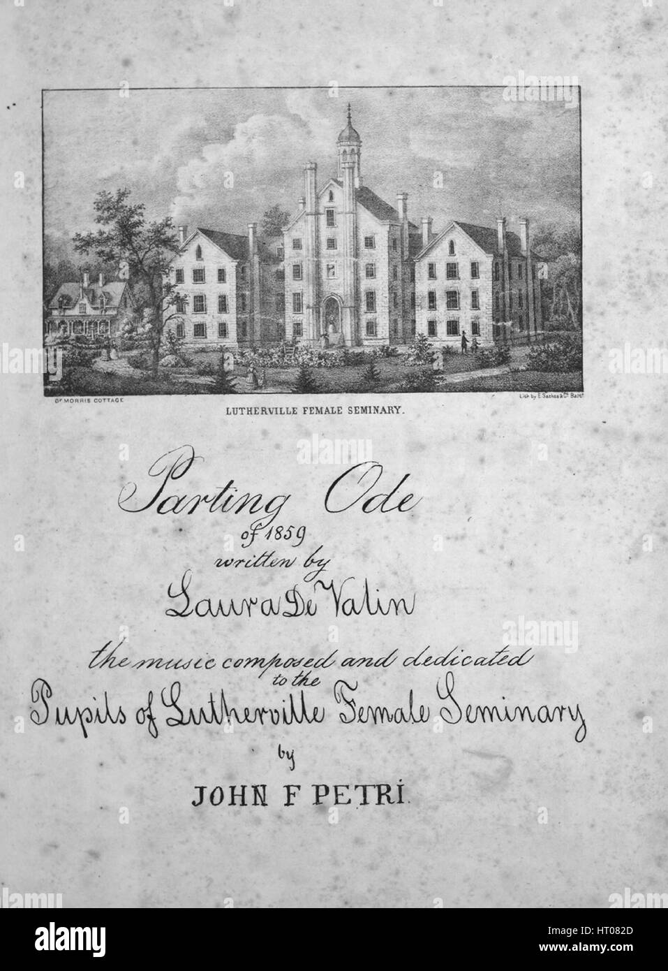 Sheet music cover image of the song 'Parting Ode of 1859', with ...
