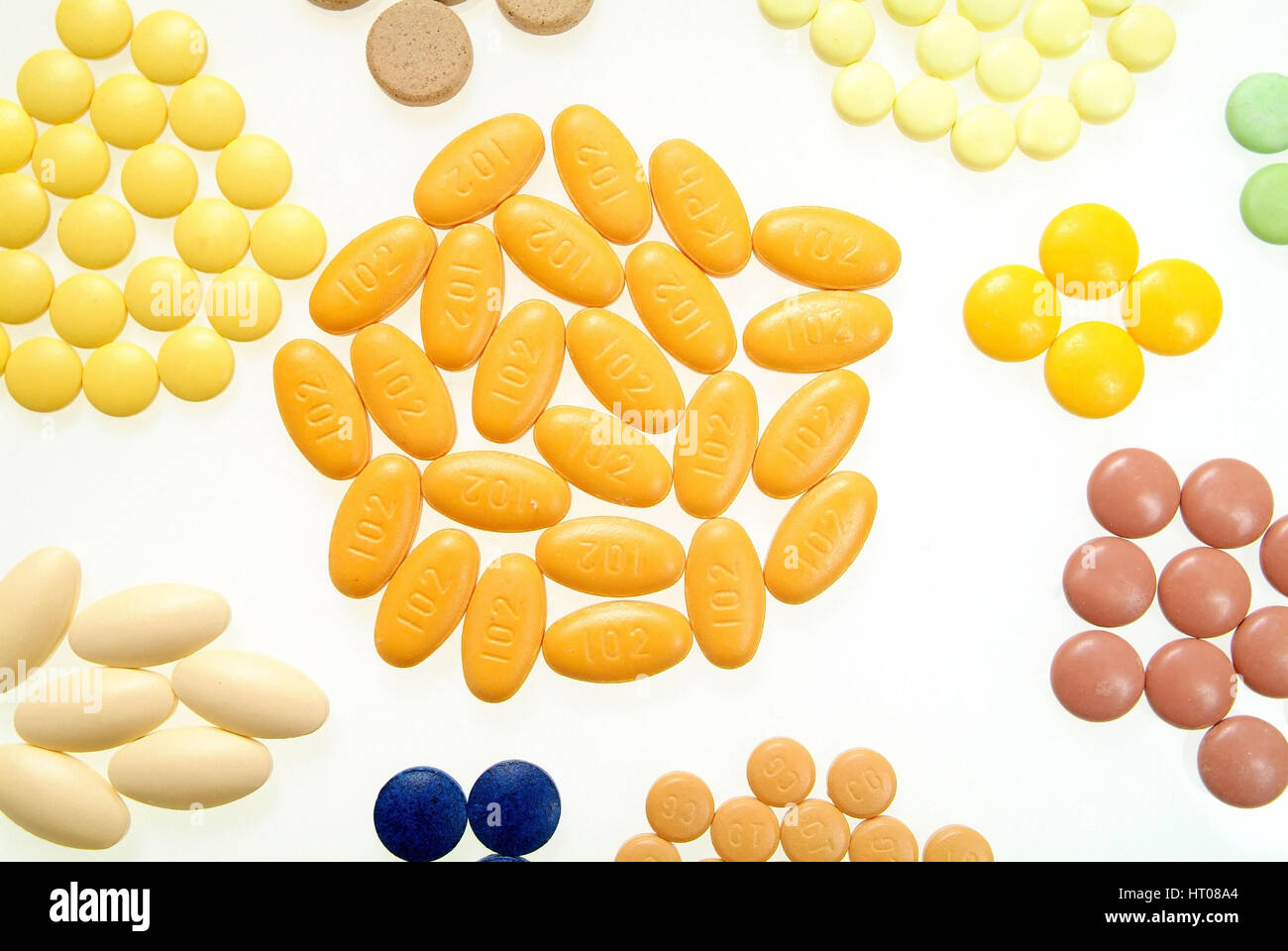 bunte Tabletten - coloured tablets Stock Photo - Alamy