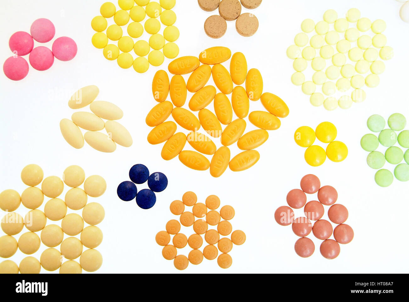 bunte Tabletten - coloured tablets Stock Photo - Alamy