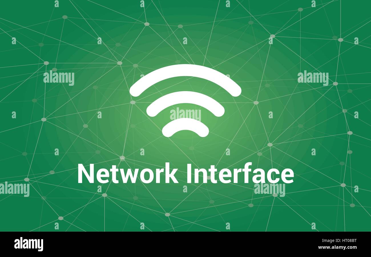 network interface white text illustration with green constellation as ...