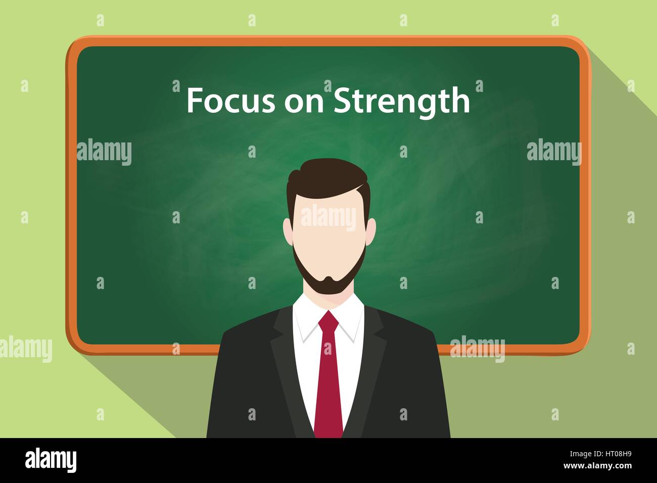 focus on strength white text illustration with a beard man wearing ...