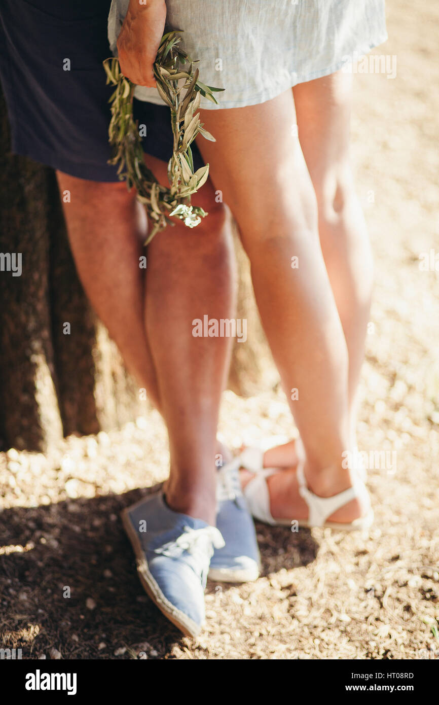 engaged couple hug together. Close up shot of hands Stock Photo - Alamy