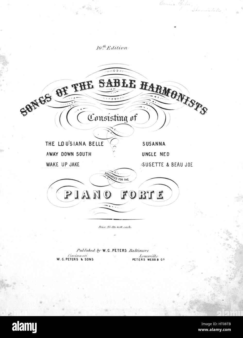 Sheet music cover image of the song 'Songs of the Sable Harmonists 10th ...