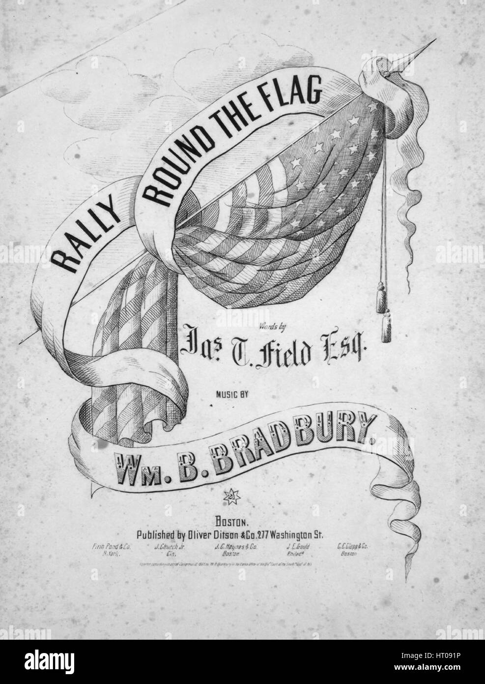 Sheet music cover image of the song 'Rally Round the Flag', with ...