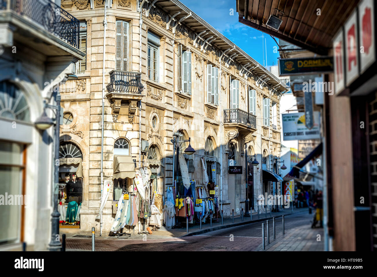 LIMASSOL, CYPRUS - DECEMBER 30: Souvenir shop at Agiou Andreou street ...