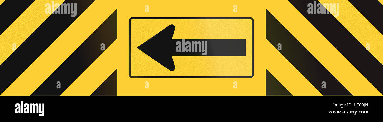 Road sign used in the US state of Texas - Barrier with direction Stock ...