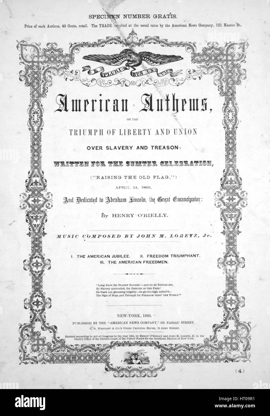 Sheet music cover image of the song 'American Anthems on the Triumph of ...