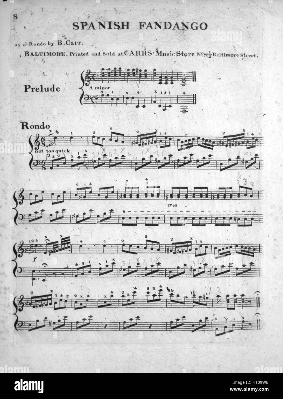 Sheet music cover image of the song 'Spanish Fandango', with original ...