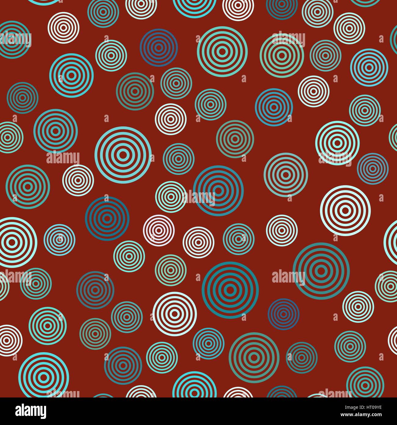 vector seamless pattern - blue concentric circles on red background ...