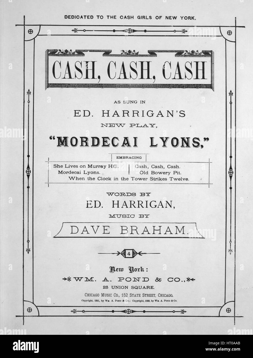 Sheet music cover image of the song 'Cash, Cash, Cash', with original ...