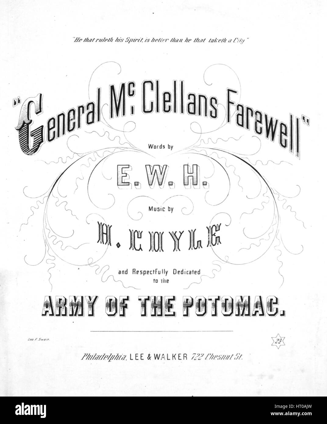 Sheet music cover image of the song 'General McClellan's Farewell ...
