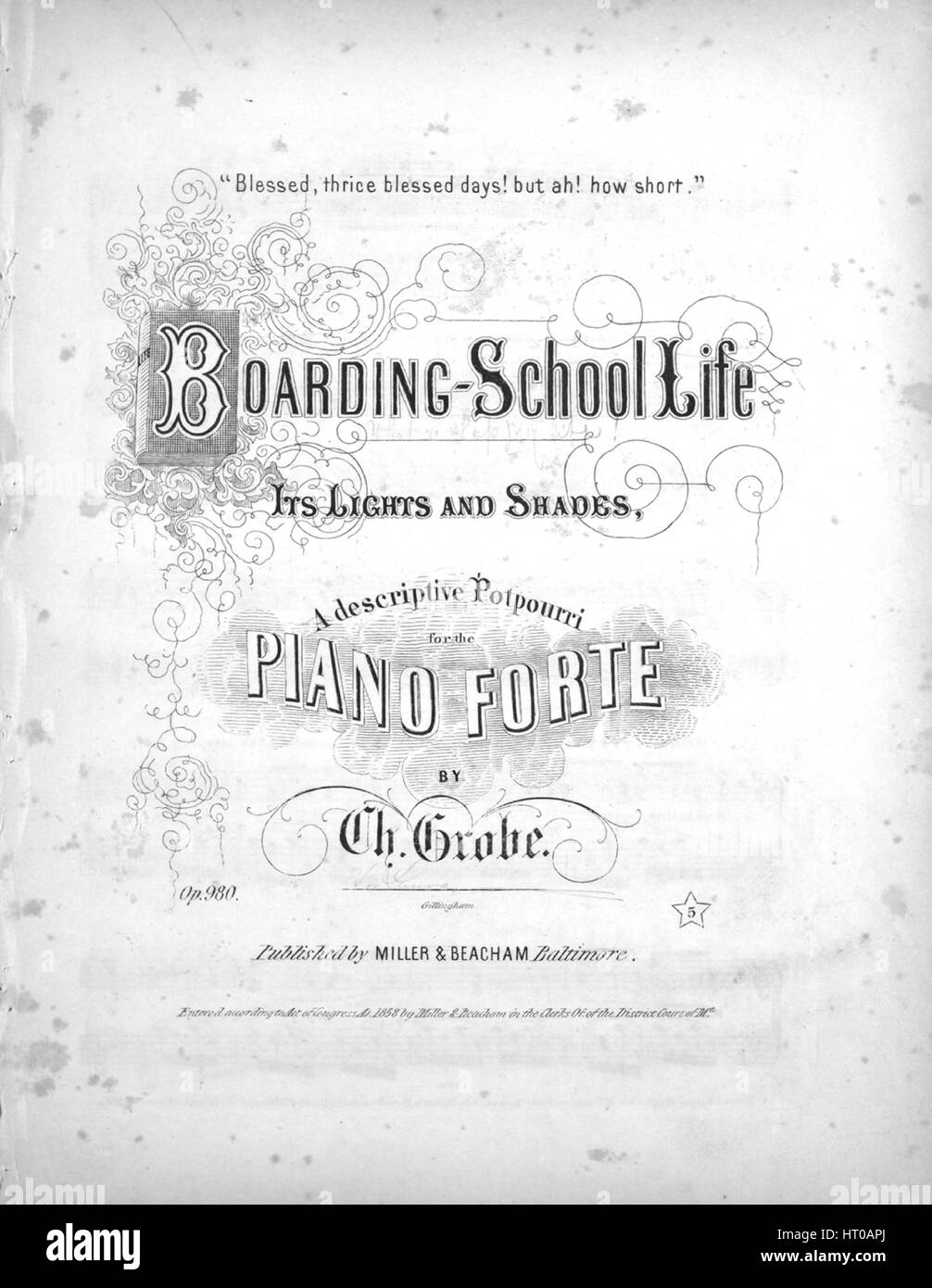 Sheet music cover image of the song 'Boarding-School Life Its Lights ...