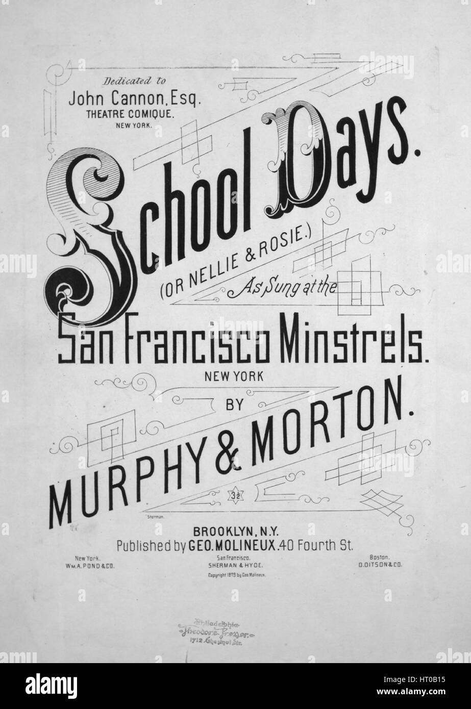 Sheet music cover image of the song 'School Days (Or Nellis and Rosie ...