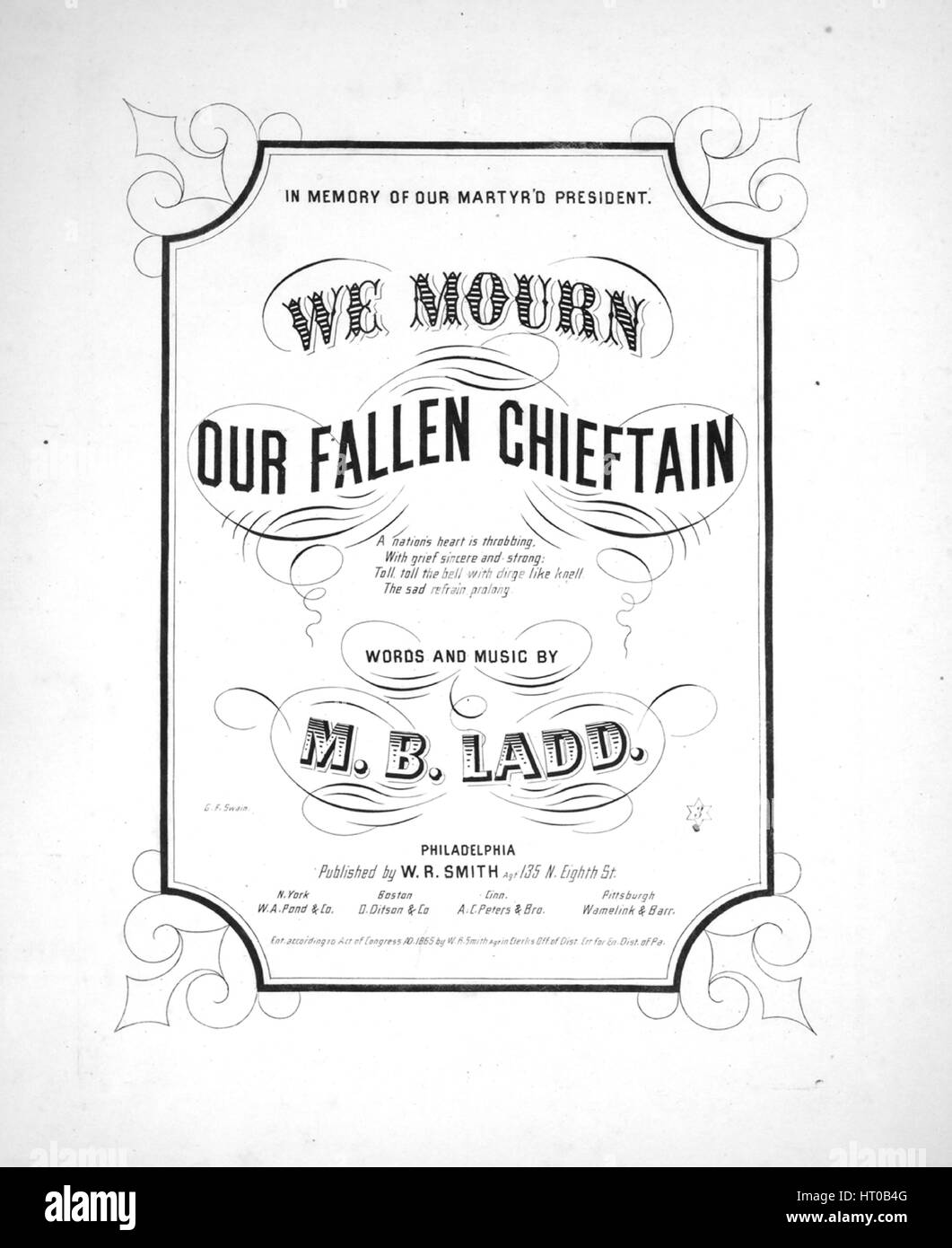 Sheet music cover image of the song 'We Mourn Our Fallen Chieftain ...