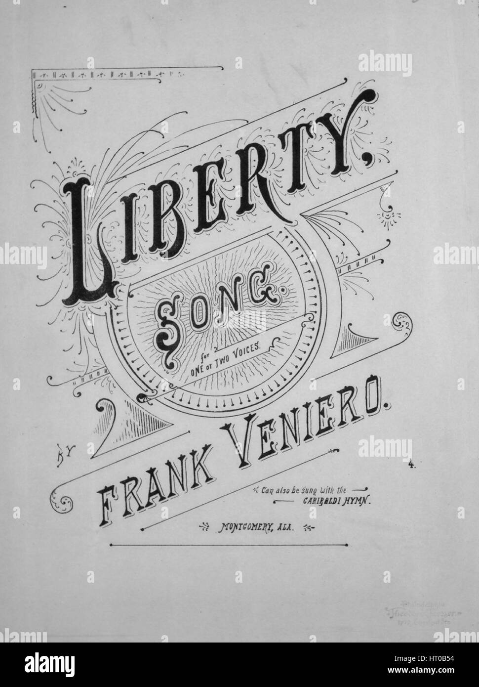 Sheet music cover image of the song 'Liberty Song for One or Two Voices ...