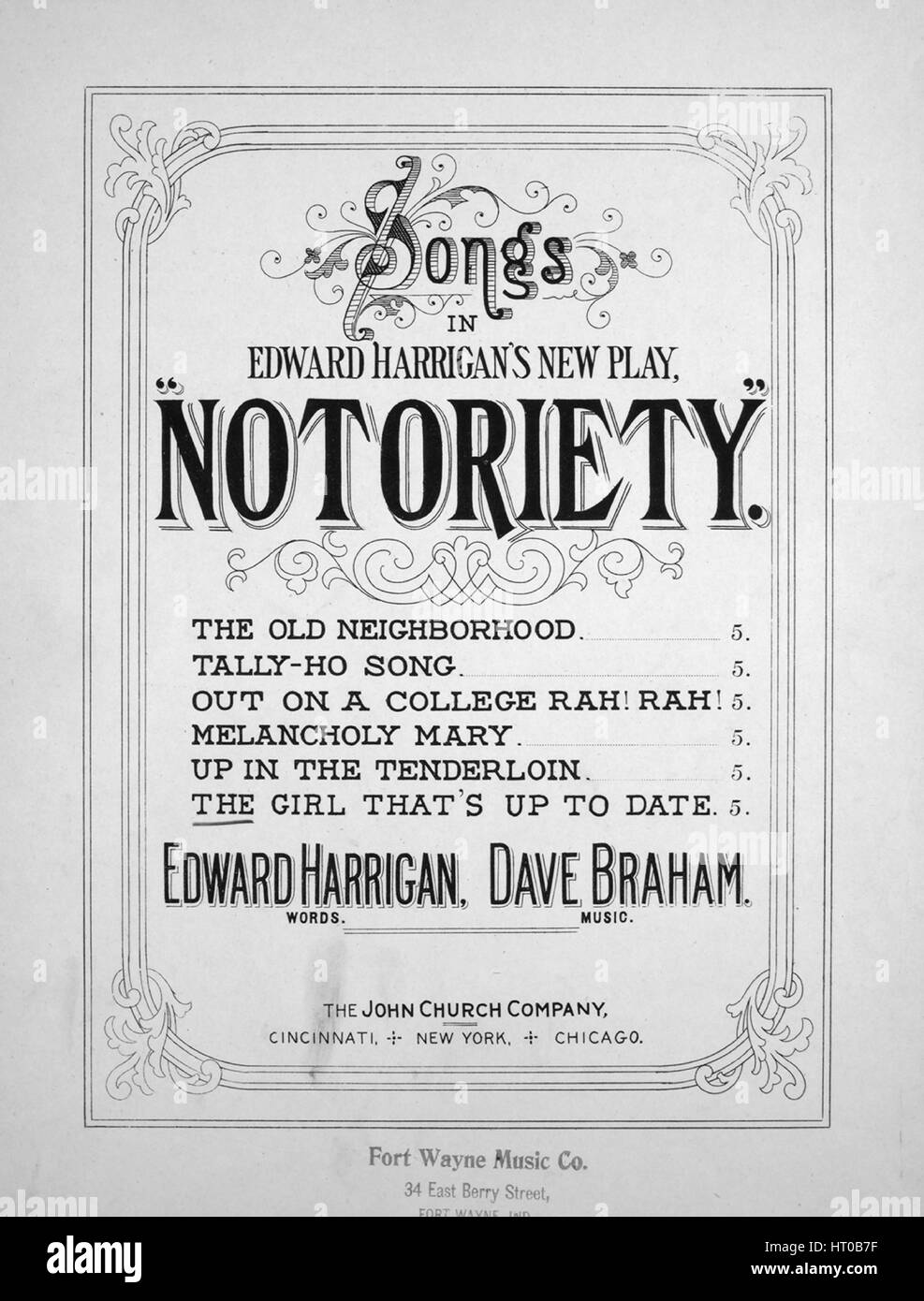 Sheet music cover image of the song 'Songs in Edward Harrigan's New ...
