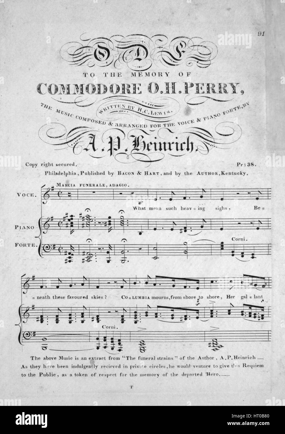 Sheet music cover image of the song '(1) Ode to the Memory of Commodore ...