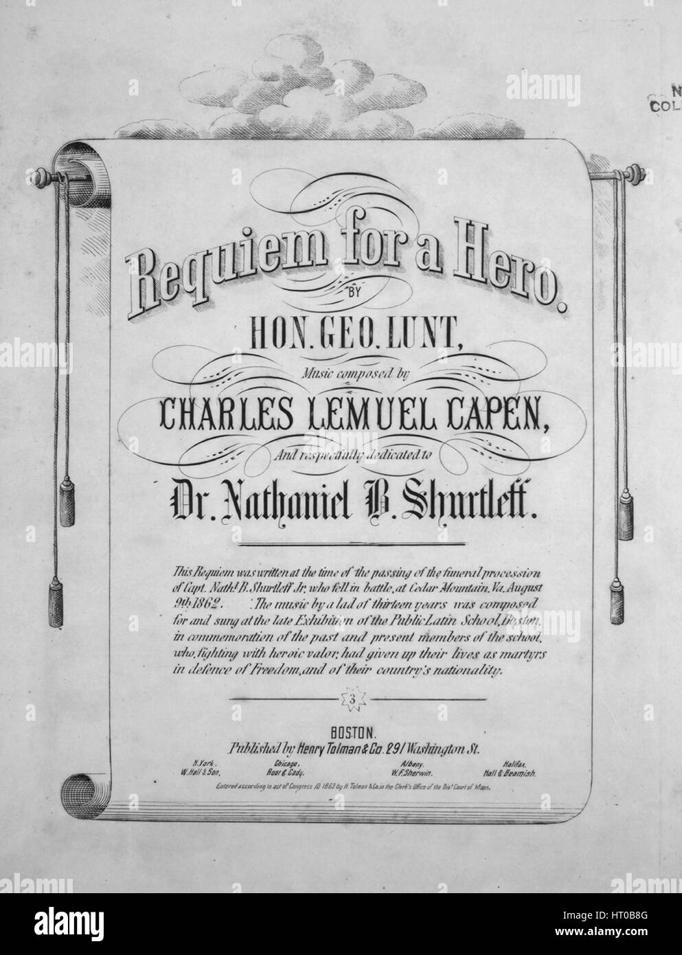 Sheet music cover image of the song 'Requiem for a Hero', with original ...