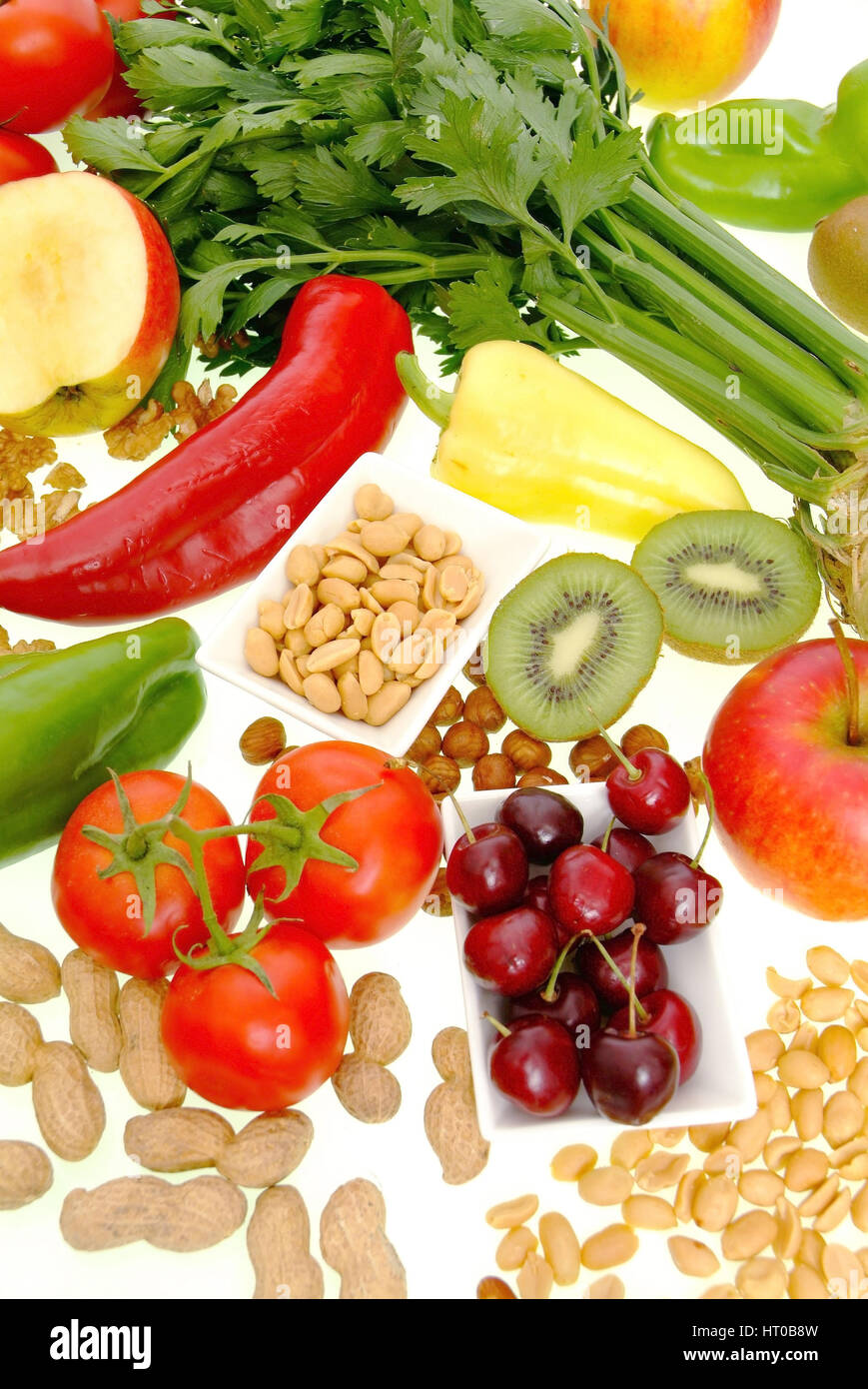 Obst, Gemuese und Nuesse - fruits, vegetables and nuts Stock Photo - Alamy