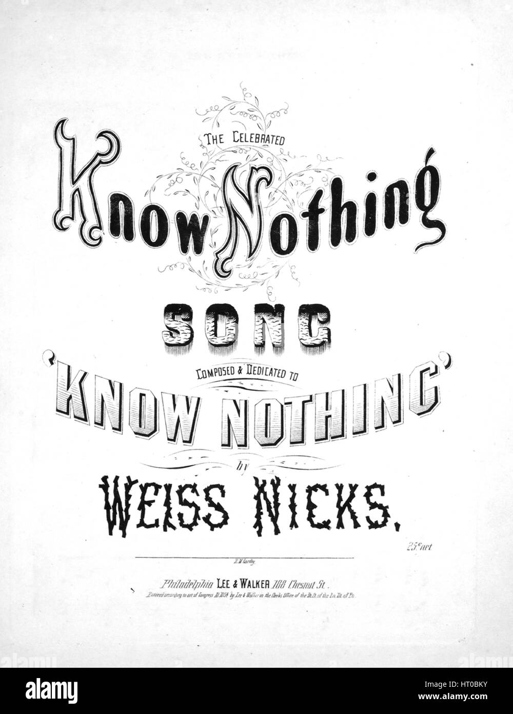 Sheet music cover image of the song 'The Celebrated Know Nothing Song ...