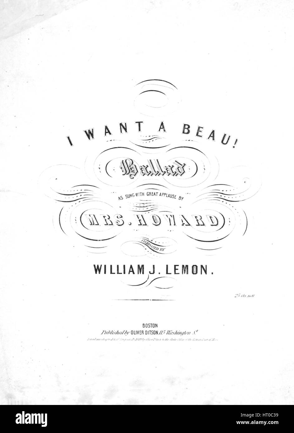 Sheet music cover image of the song 'I Want A Beau! Ballad', with ...