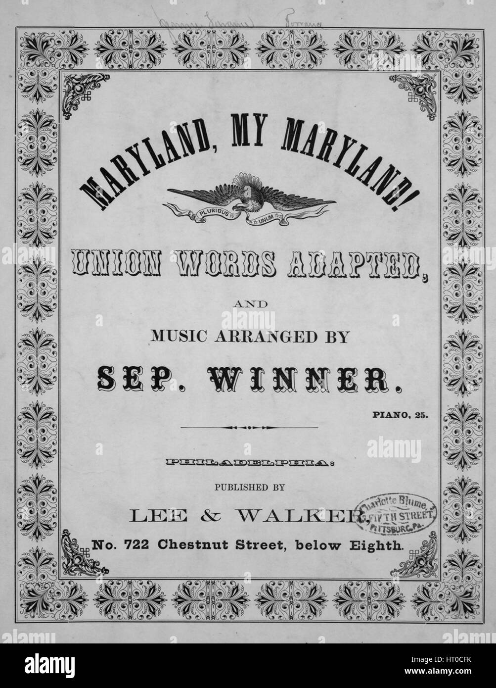 Sheet music cover image of the song 'Maryland, My Maryland!', with ...