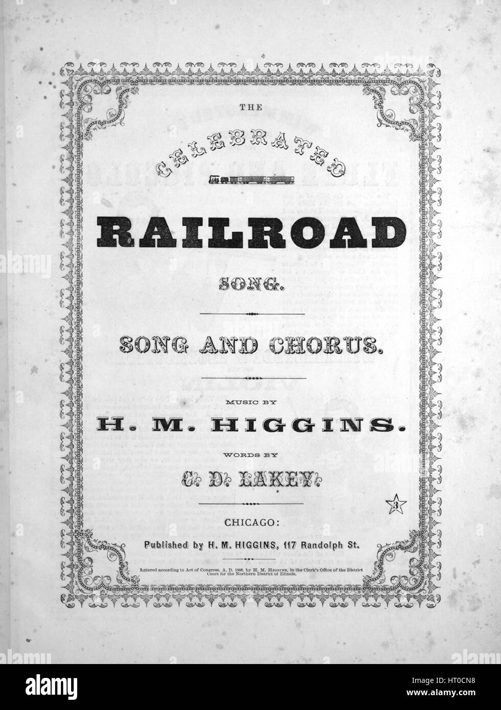 Sheet music cover image of the song 'The Celebrated Railroad Song, or I ...