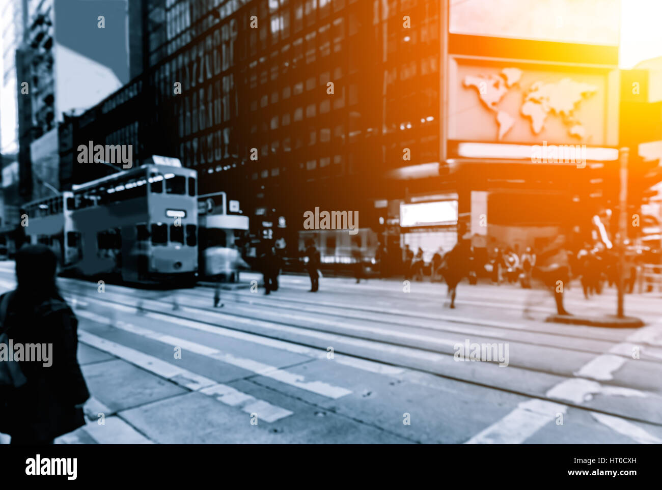Abstract background of people on the street with sunlight Stock Photo ...