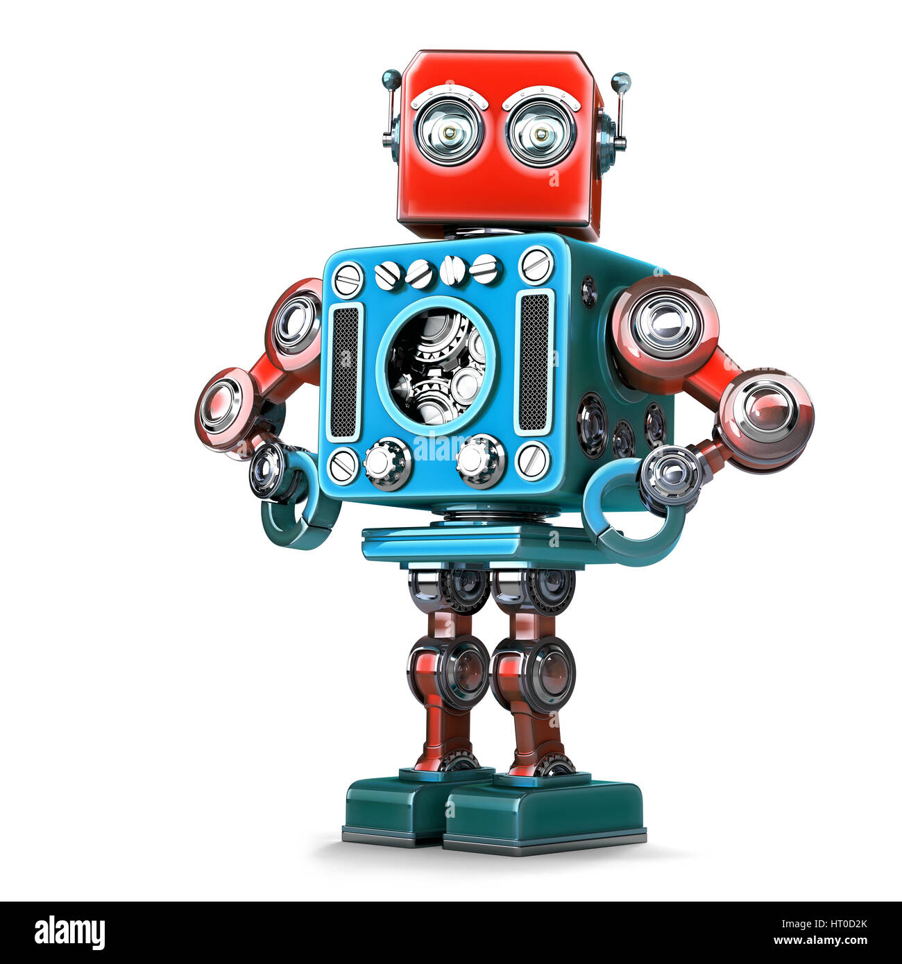 Posing Retro Robot. Isolated over white. Contains clipping path Stock ...
