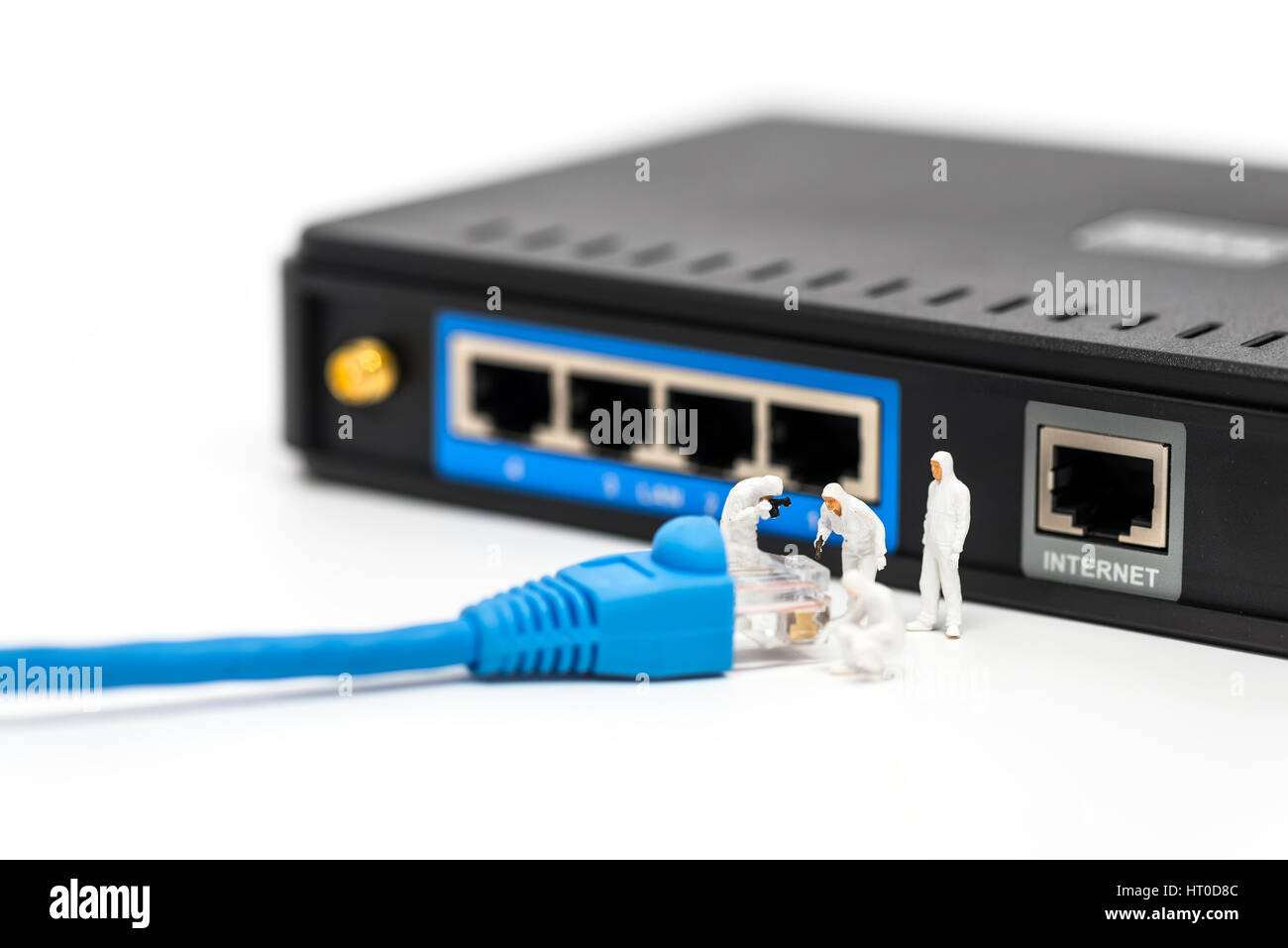 Router with cable wires, IT industry concept. Macro photo Stock Photo ...