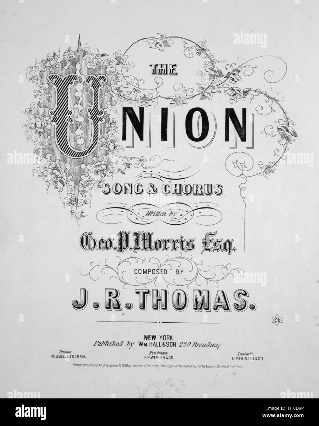Sheet music cover image of the song 'The Union Song and Chorus', with ...