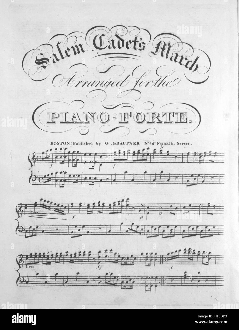 Sheet music cover image of the song 'Salem Cadet's March Arranged for ...