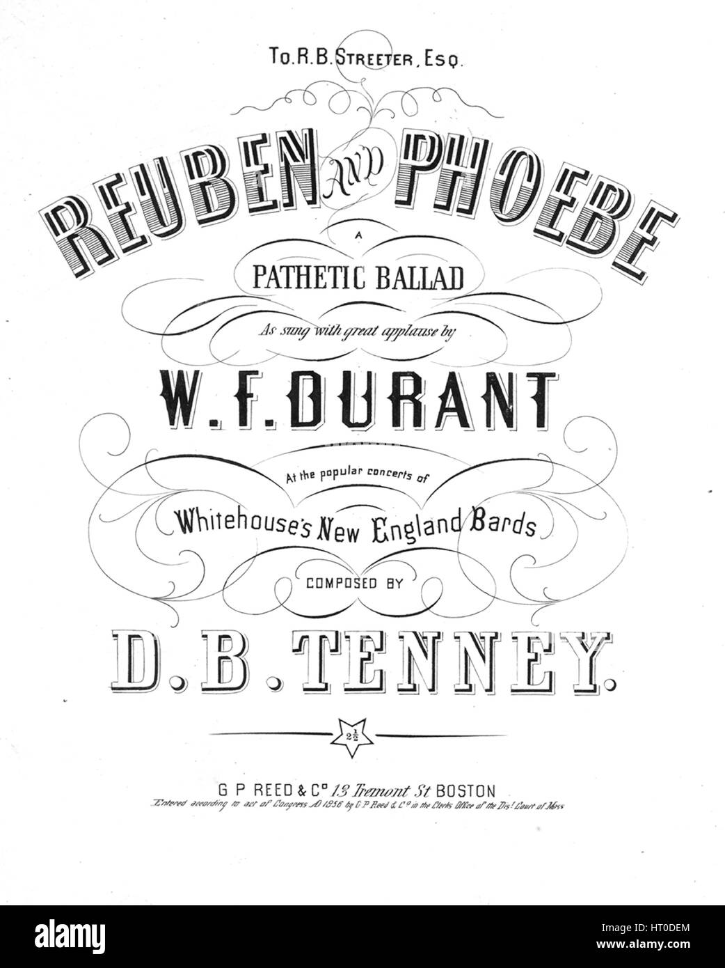 Sheet music cover image of the song 'Reuben and Phoebe A Pathetic ...