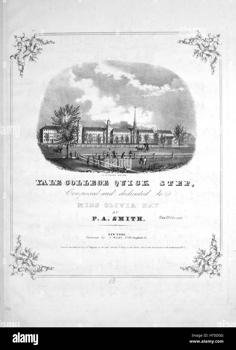 Sheet music cover image of the song 'Yale College Quick Step', with ...