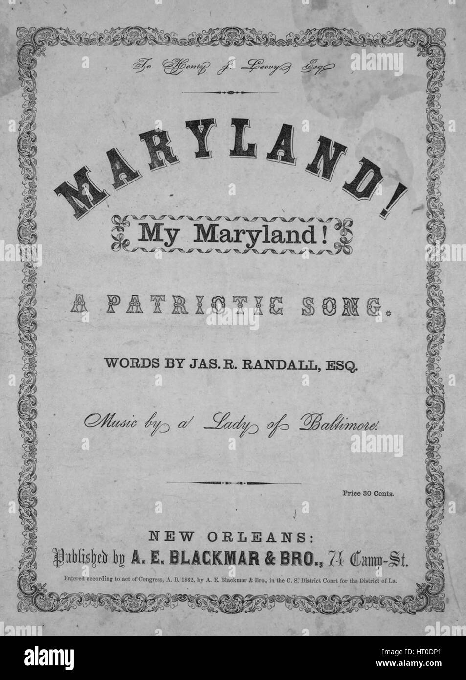 Sheet music cover image of the song 'Maryland! My Maryland! A Patriotic ...