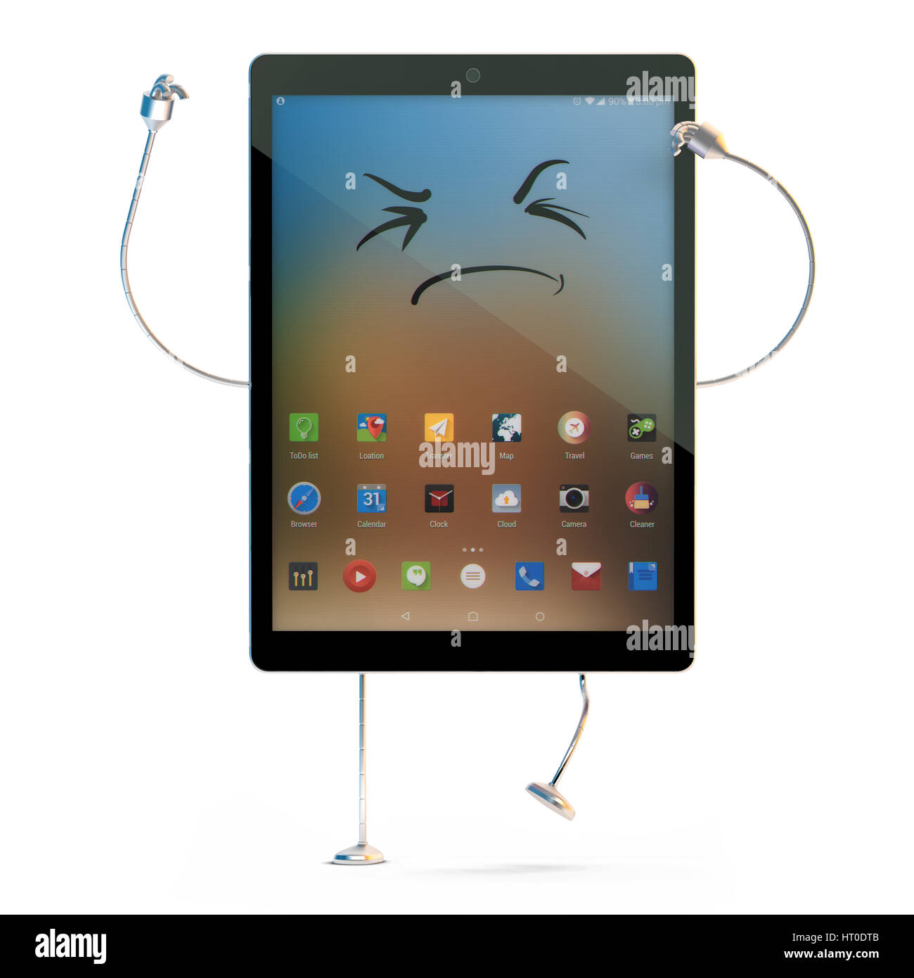 Angry Tablet character. Isolated over white. Contains clipping path ...