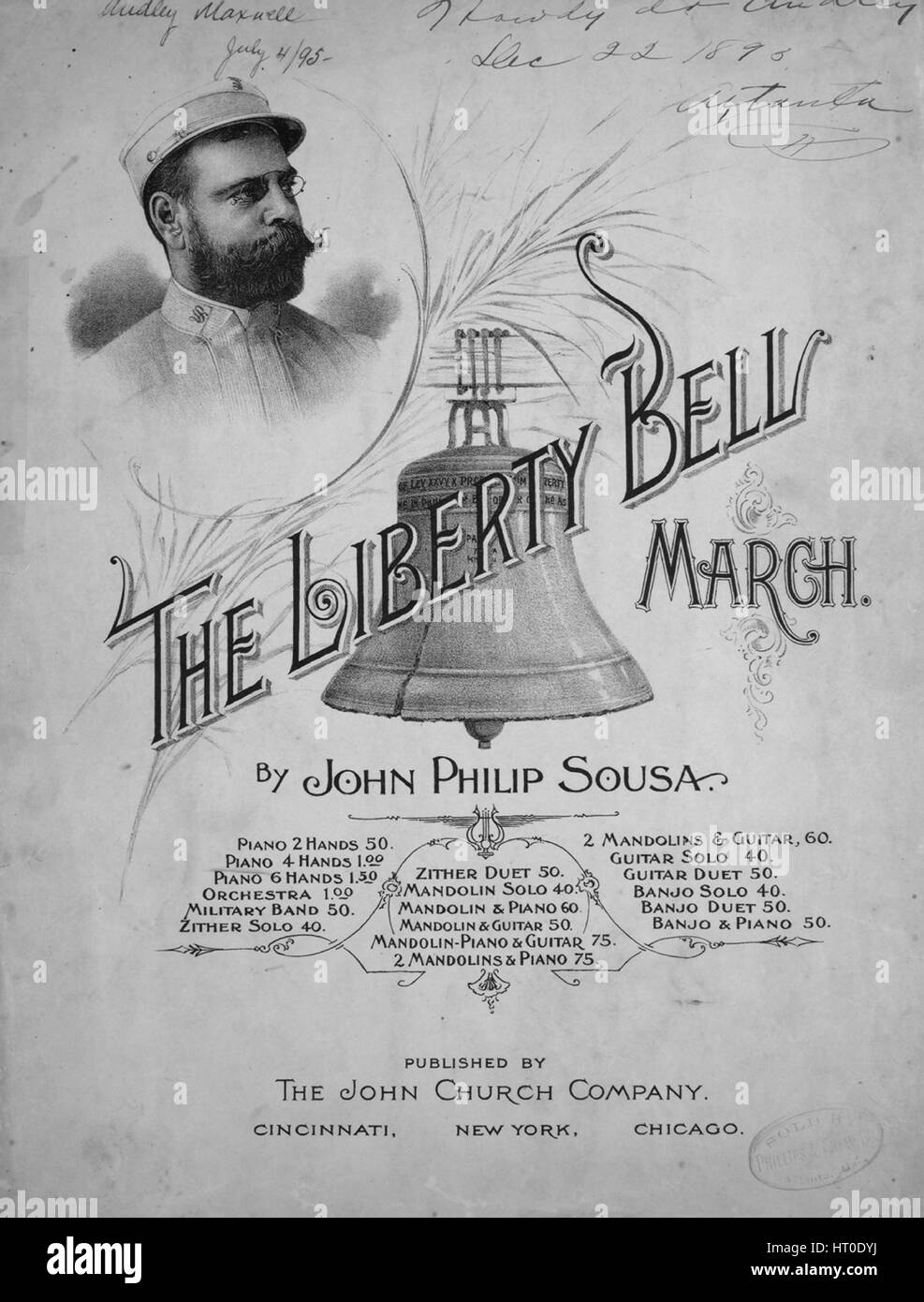 Sheet music cover image of the song 'The Liberty Bell March', with ...