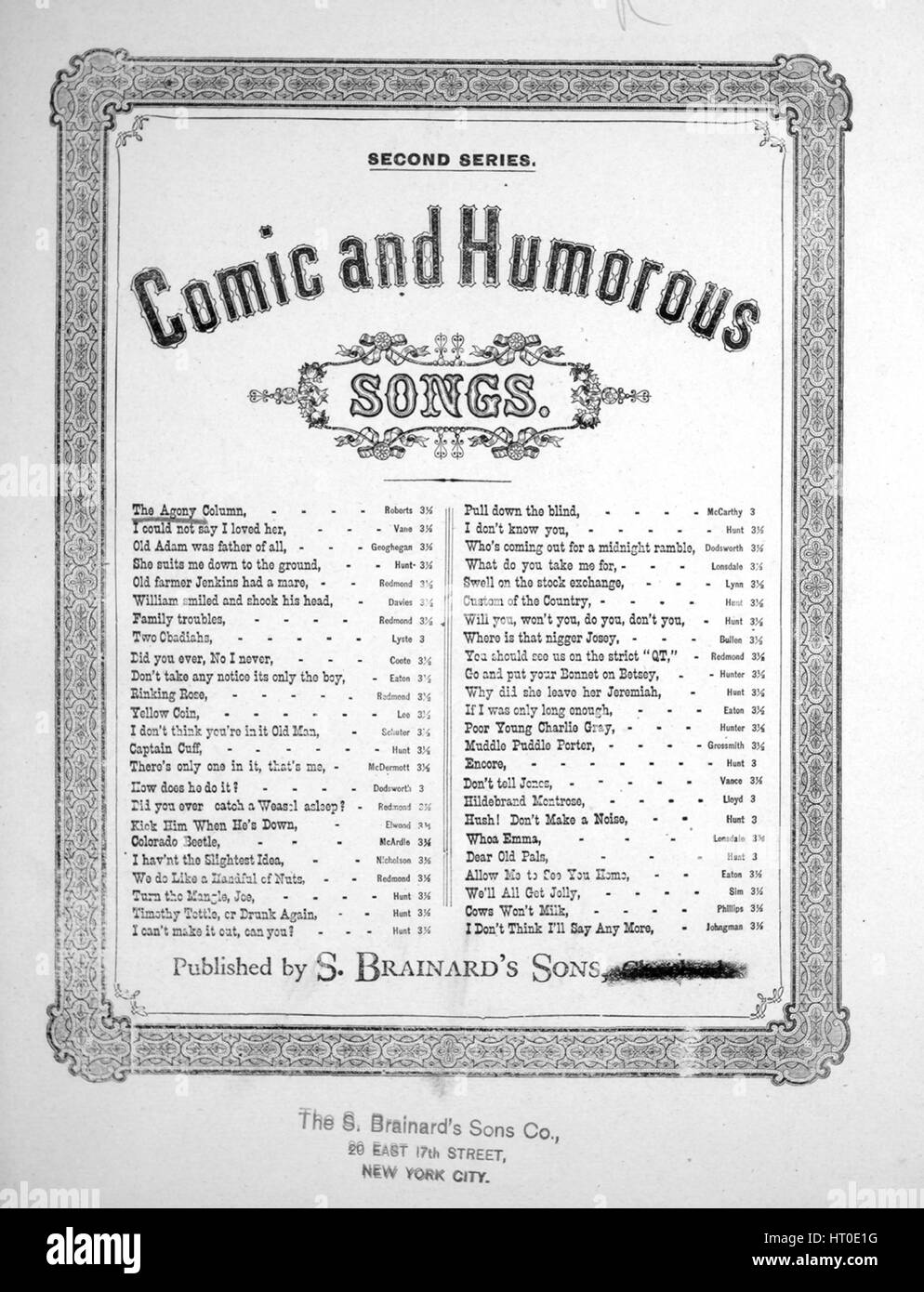Sheet music cover image of the song 'Comic and Humorous Songs Second ...