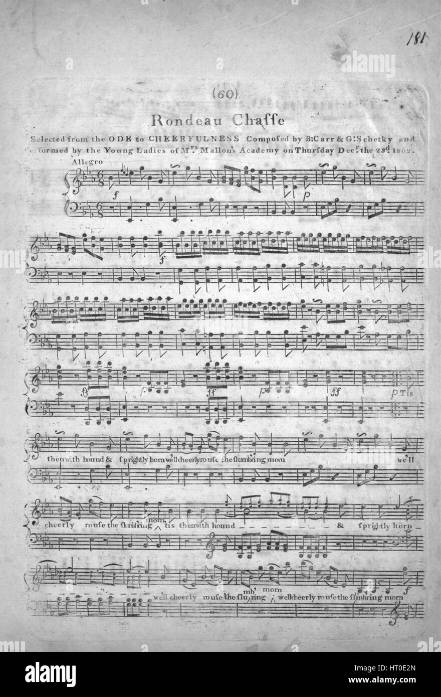 Sheet music cover image of the song 'Rondeau Chasse Selected from the ...