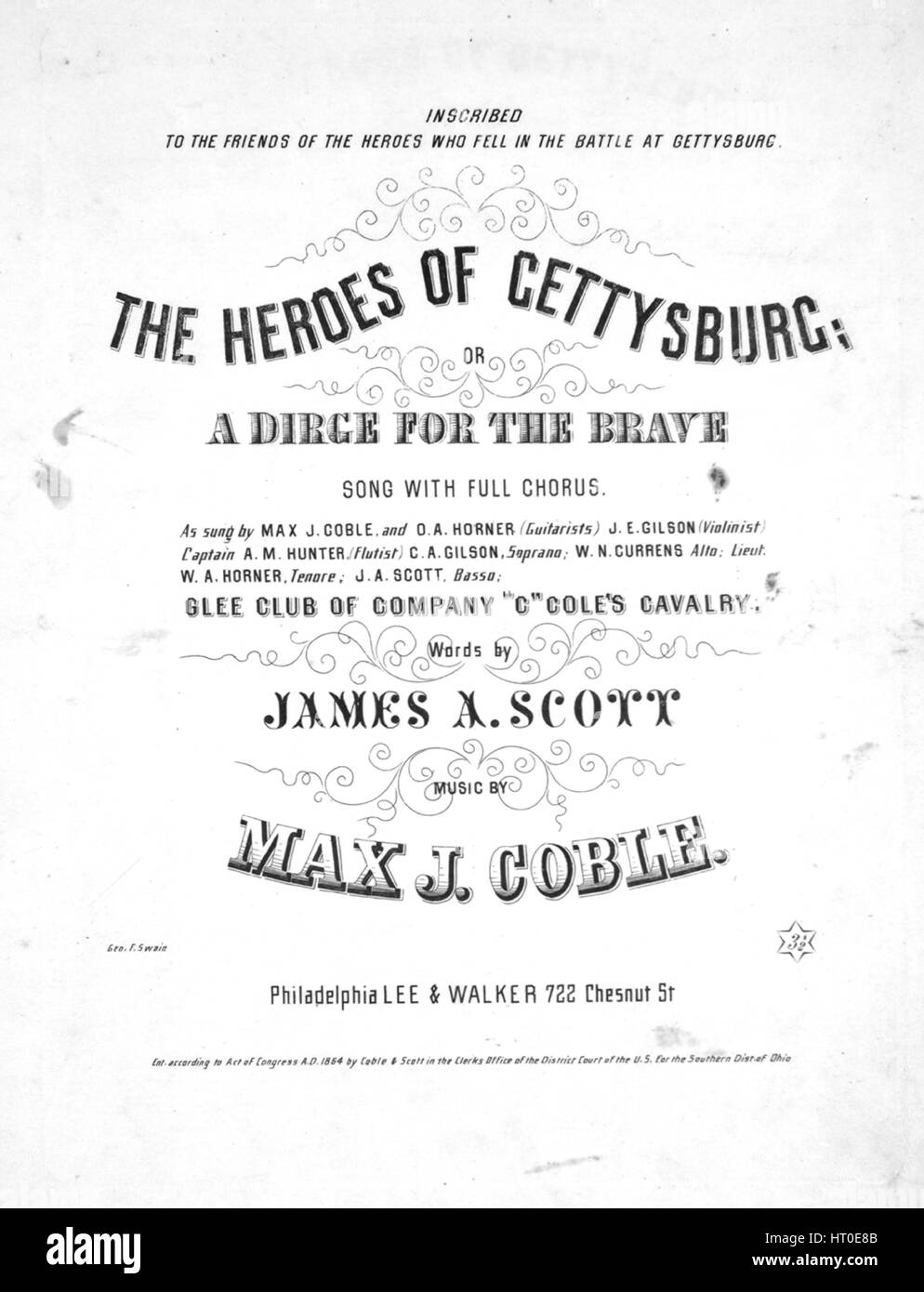 Sheet music cover image of the song 'The Heroes of Gettysburg, or, A ...